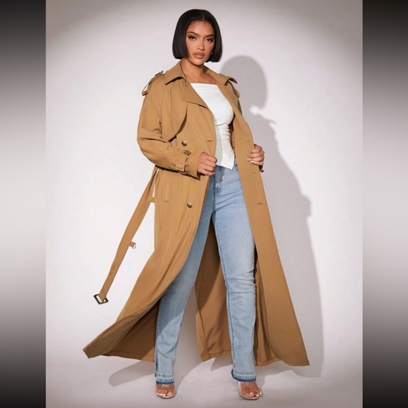 SHEIN | Jackets & Coats | Thick Fleecelike Tan Brown Winter Foot Length ...